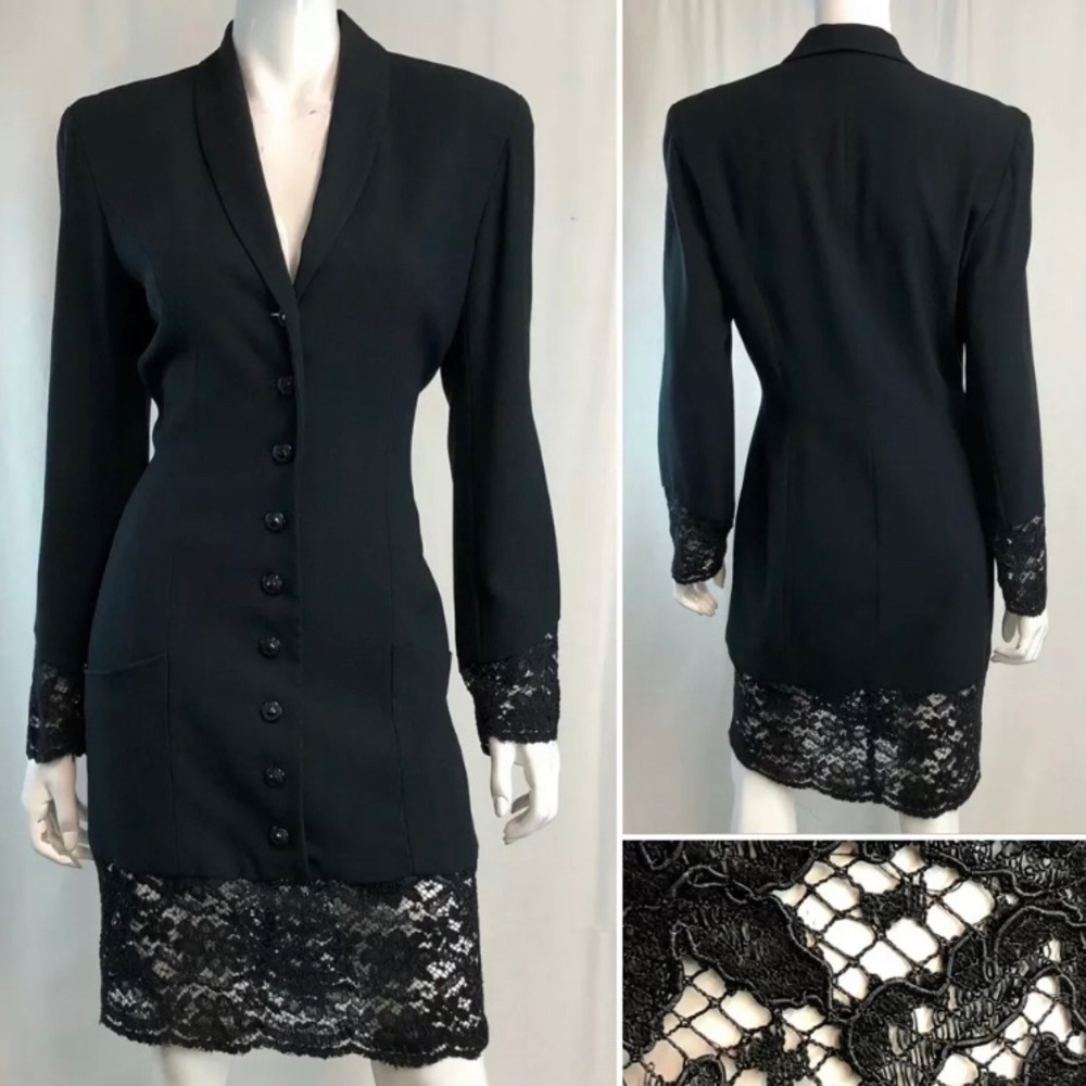 Ann Tijan Kenar 80s 90s Button Up Lace Dress - Gem